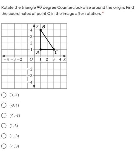Counterclockwise Rotation 90 Degrees Origin