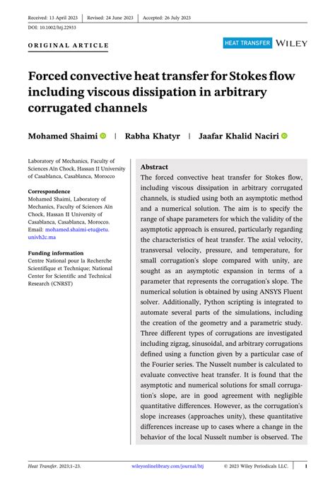 Forced Convective Heat Transfer For Stokes Flow Including Viscous