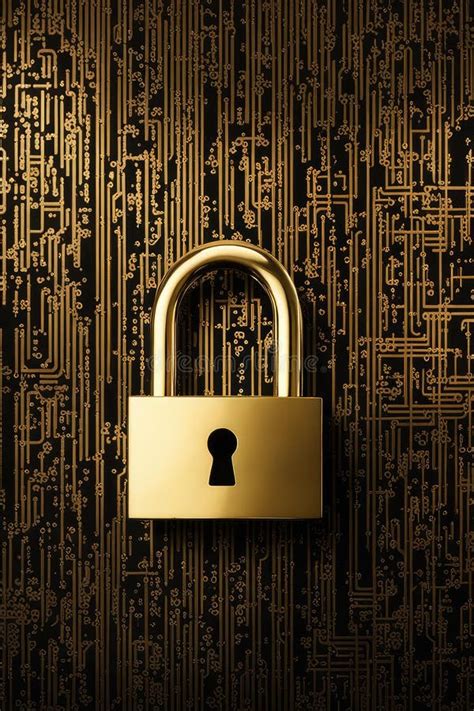 The Concept Of Cybersecurity Padlock On The Background Of The Server