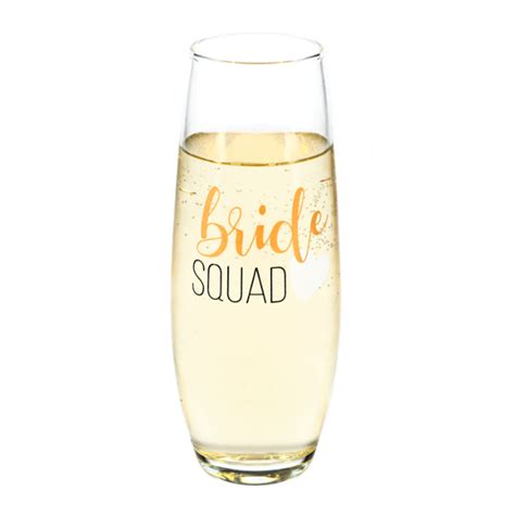 Bride Squad Stemless Champagne Glass Templateinvitations