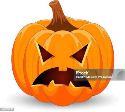 흰색 배경에 할로윈 호박 해피 할로윈 휴가의 주요 상징 무서운 미소 휴일 할로윈과 오렌지 짜증 호박 가공의 인물에 대한 스톡