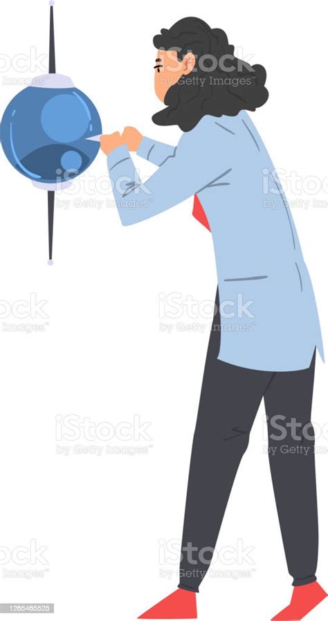 백색 배경에 실험실 장비 벡터 일러스트와 과학 실험을 하 고 화이트 코트에 여성 과학자 가공의 인물에 대한 스톡 벡터 아트 및