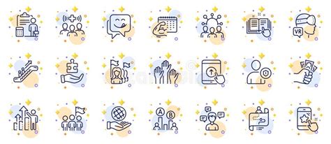 Outline Set Of Conversation Messages Fitness Calendar And Safe Planet Line Icons For Web App