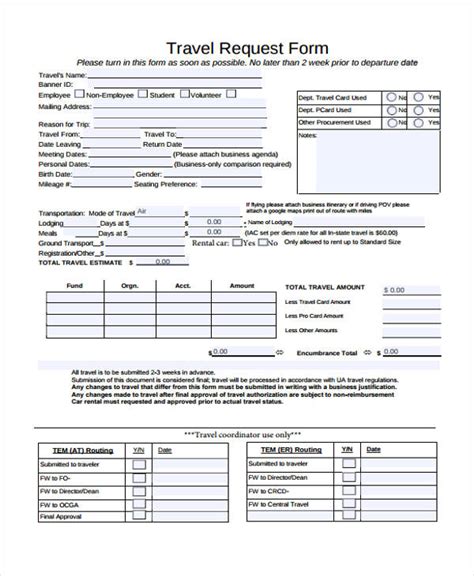 Travel Request Form Template Outlook 365