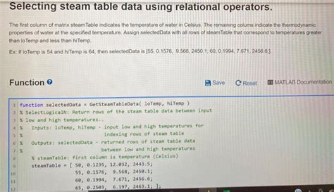solved selecting steam table data using relational