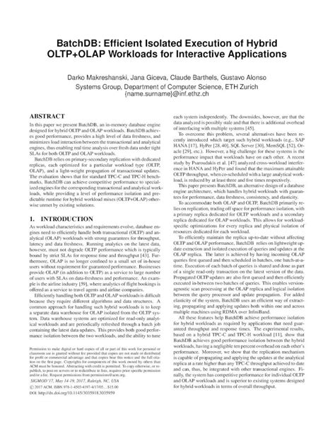 pdf batchdb efﬁcient isolated execution of hybrid oltp olap
