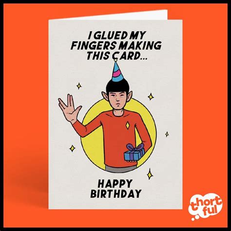 Funny Birthday Card Spock Star Trek Fingers Glued Together