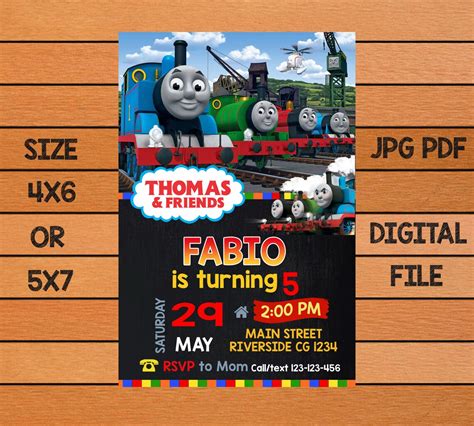 Thomas The Train Invitation Thomas The Train Birthday Etsy