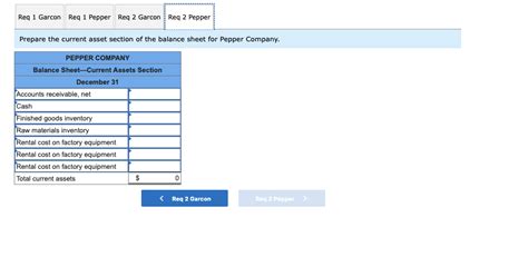Solved Prepare The Current Asset Section Of The