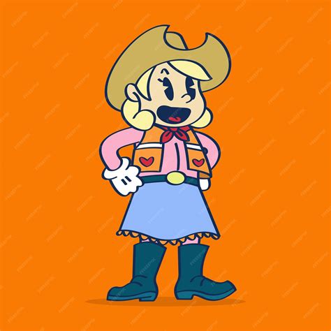 Premium Vector Western Cowgirl Akimbo Pose Cartoon Character Vector
