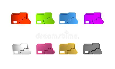 Colorful Cloud Storage Text Document Folder Icon Isolated On White Background Minimalism