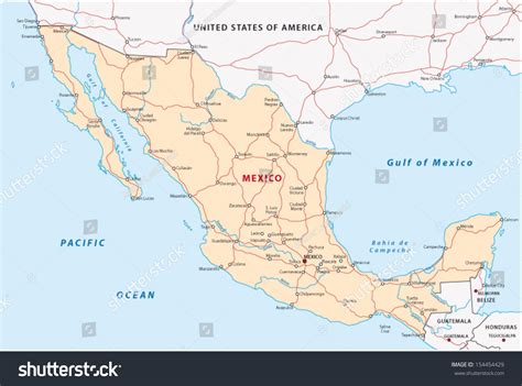 Mexico Road Map Stock Vector Royalty Free 154454429 Shutterstock