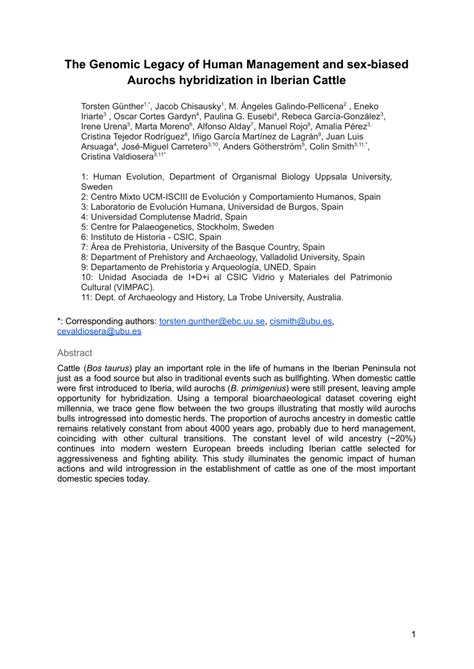 Pdf The Genomic Legacy Of Human Management And Sex Biased Aurochs Hybridization In Iberian Cattle