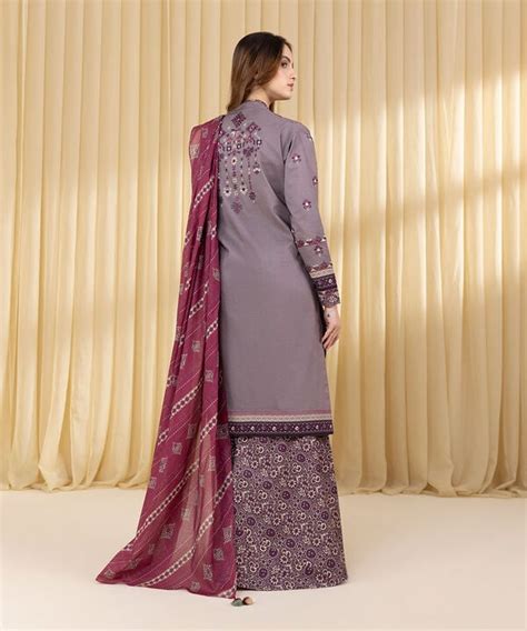 3 Piece Embroidered Lawn Suit Unstitched Sapphire Official