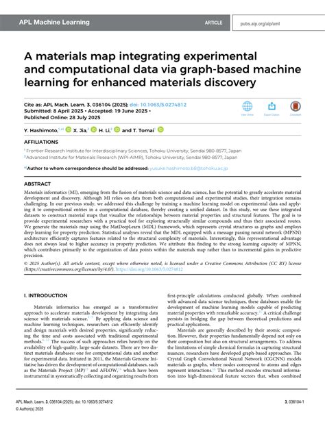 Pdf A Materials Map Integrating Experimental And Computational Data