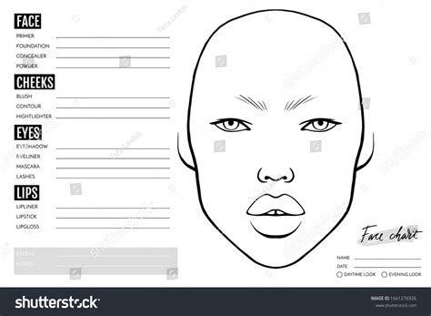 Face Chart Blank Makeup Artist Vector Stock Vector Royalty Free