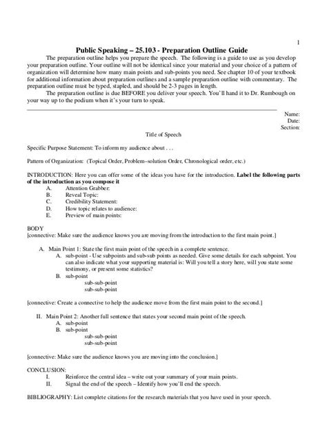 😀 Public Speaking Informative Speech Outline Speech Preparation Speech Outline Examples 2019