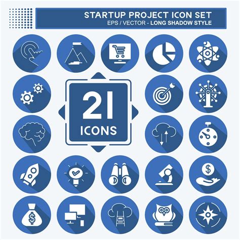 Icon Set Startup Project Suitable For Startup Symbol Long Shadow