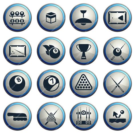 Premium Vector Billiards Dark Icons On Gray Round Buttons