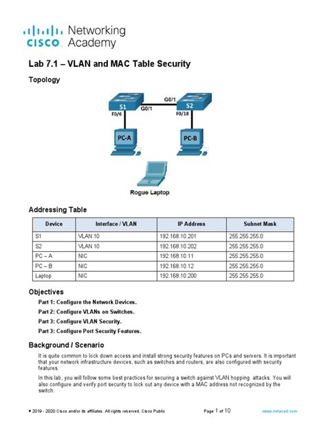lab 7 1 configure vlan and mac table security 267720475 download