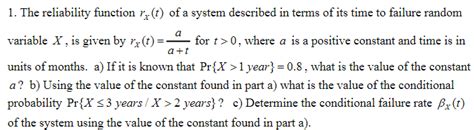 solved a a t 1 the reliability function r t of a system