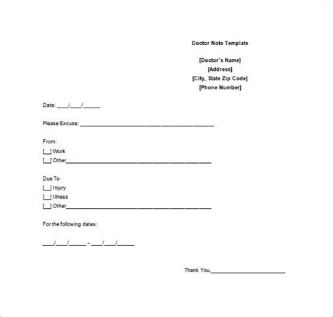 Doctors Note Template 14 Free Word Excel Pdf Format Download
