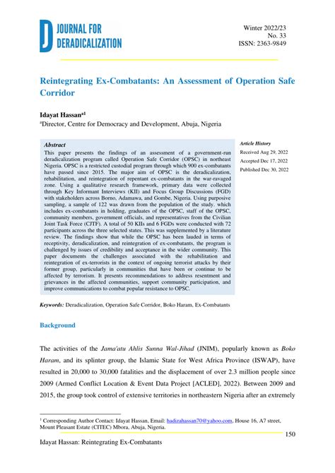 pdf reintegrating ex combatant