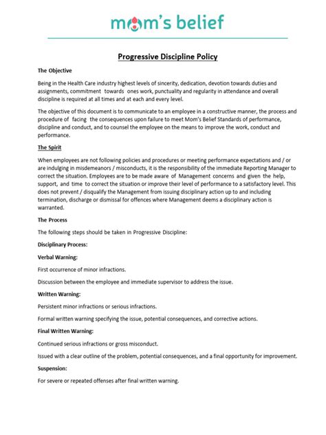 Progressive Discipline Policy Overview Pdf Disciplines Crimes