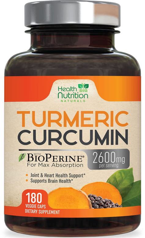 Turmeric Curcumin Supplement 2600mg With Black Pepper Extract 95