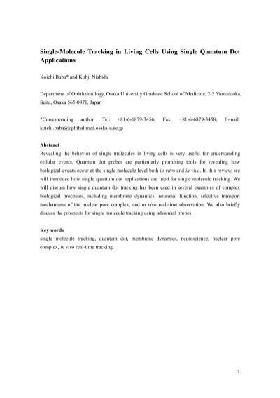 Single Molecule Tracking In Living Cells Using Theranostics