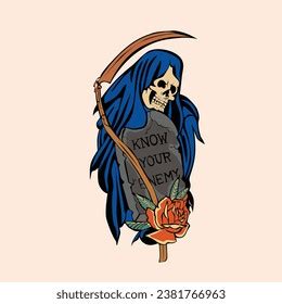 Grim Reaper Tattoo Art Illustration Stock Vector Royalty Free