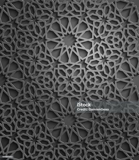 이슬람 장식 벡터 페르시아어 장식입니다 3d 라마단 이슬람 라운드 패턴 요소입니다 기하학적 원형 장식 아랍어 기호 벡터입니다 검정색 배경 0명에 대한 스톡 벡터 아트 및