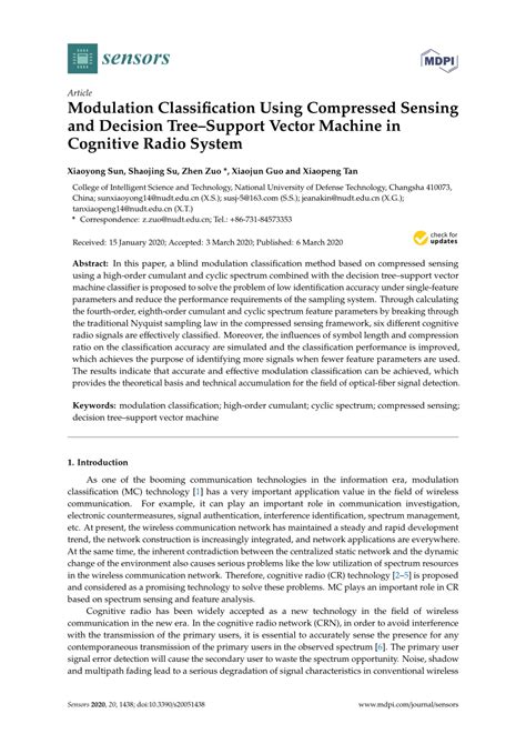 Pdf Modulation Classification Using Compressed Sensing And Decision Treesupport Vector