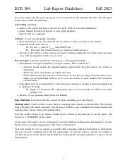 ECE 304 Lab Report Guidelines Pdf ECE 304 Lab Report Guidelines Fall 2023 You Must Submit One