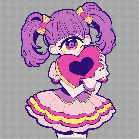 Premium Psd Endearing And Kawaii Anime Cyclops Girl With Cyclops Eye And Png Creative Cute