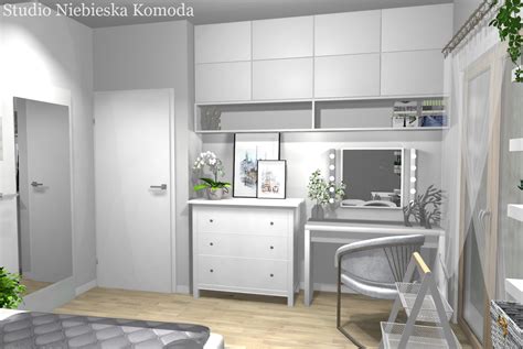 Pokój nastolatki w stylu boho Niebieska Komoda projektowanie wnętrz