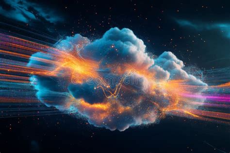 Dynamic Cloud Data Transfer Visualization Stock Illustration Illustration Of Illuminated Data