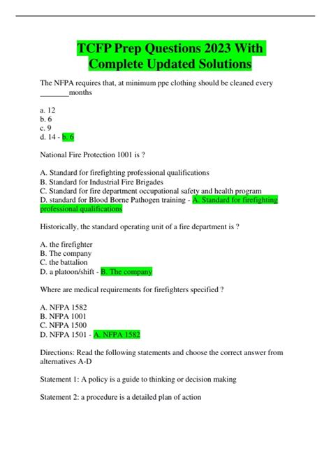 Tcfp Exam 2023 Questions With Complete Updated Solutions Bundle Stuvia Us