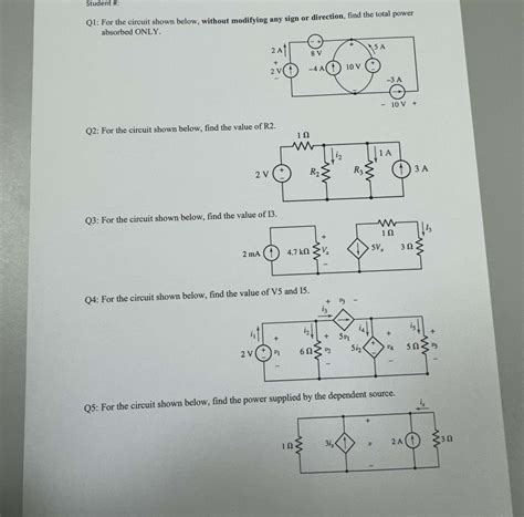 Solved Student Q For The Circuit Shown Below Without Chegg