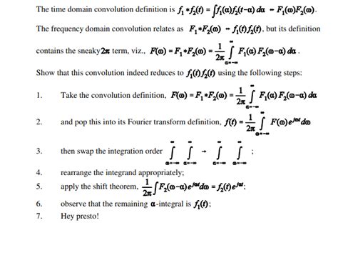 Solved The Time Domain Convolution Definition Is