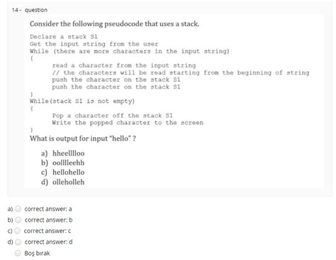 Solved 14 Question Consider The Following Pseudocode That