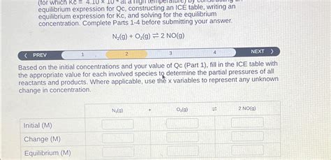 Solved Equilibrium Expression For Qc ﻿constructing An Ice