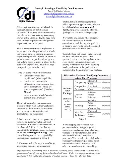 Strategic Sourcing Identifying Core Processes Pdf Business Business And Finance