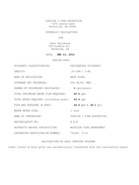Sample Hass Report From Web Pdf Fire Sprinkler System Pipe Fluid