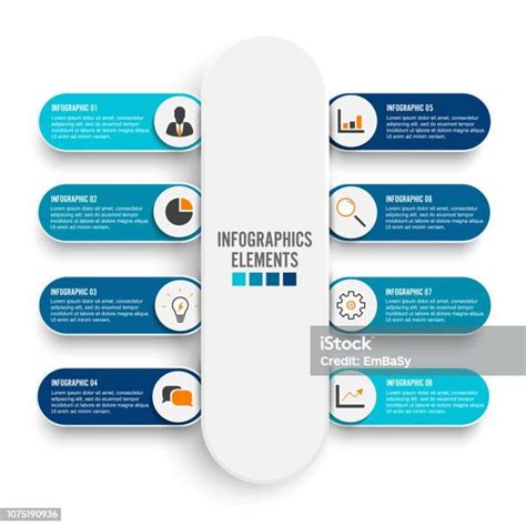 3d 종이 레이블 통합 된 원형 벡터 infographic 템플릿 8 옵션 비즈니스 개념입니다 콘텐츠 다이어그램 순서도 단계