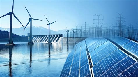 Premium Photo Wind Turbines Solar Panels And Hydro Dams Featured In A