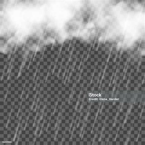 구름이 있는 비 떨어지는 물 방울 트랜지트 배경에 벡터 현실적인 폭풍 3차원 형태에 대한 스톡 벡터 아트 및 기타 이미지 3차원 형태 비 아이콘 Istock