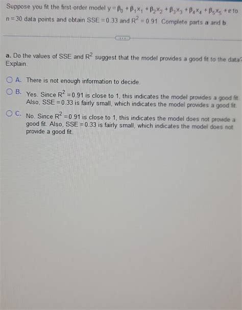 Solved Suppose You Fit The First Order Multiple Regression