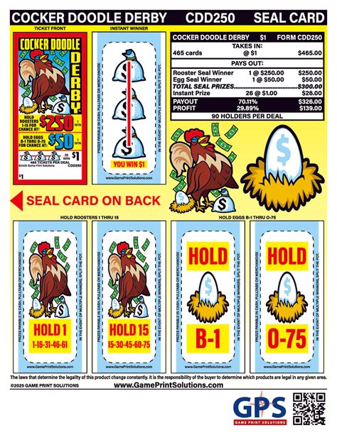 Cocker Doodle Derby 465ct Seal Game Pull Tabs Youngcollc