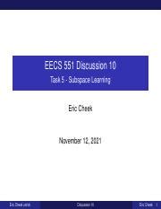 EECS Discussion Classifying Via Nearest Subspace Pdf EECS Discussion Task